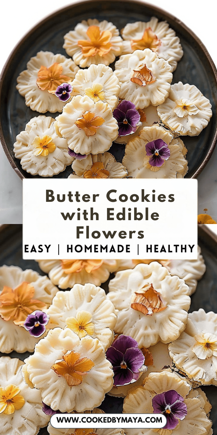 Butter Cookies with Edible Flowers - Cooked by Maya