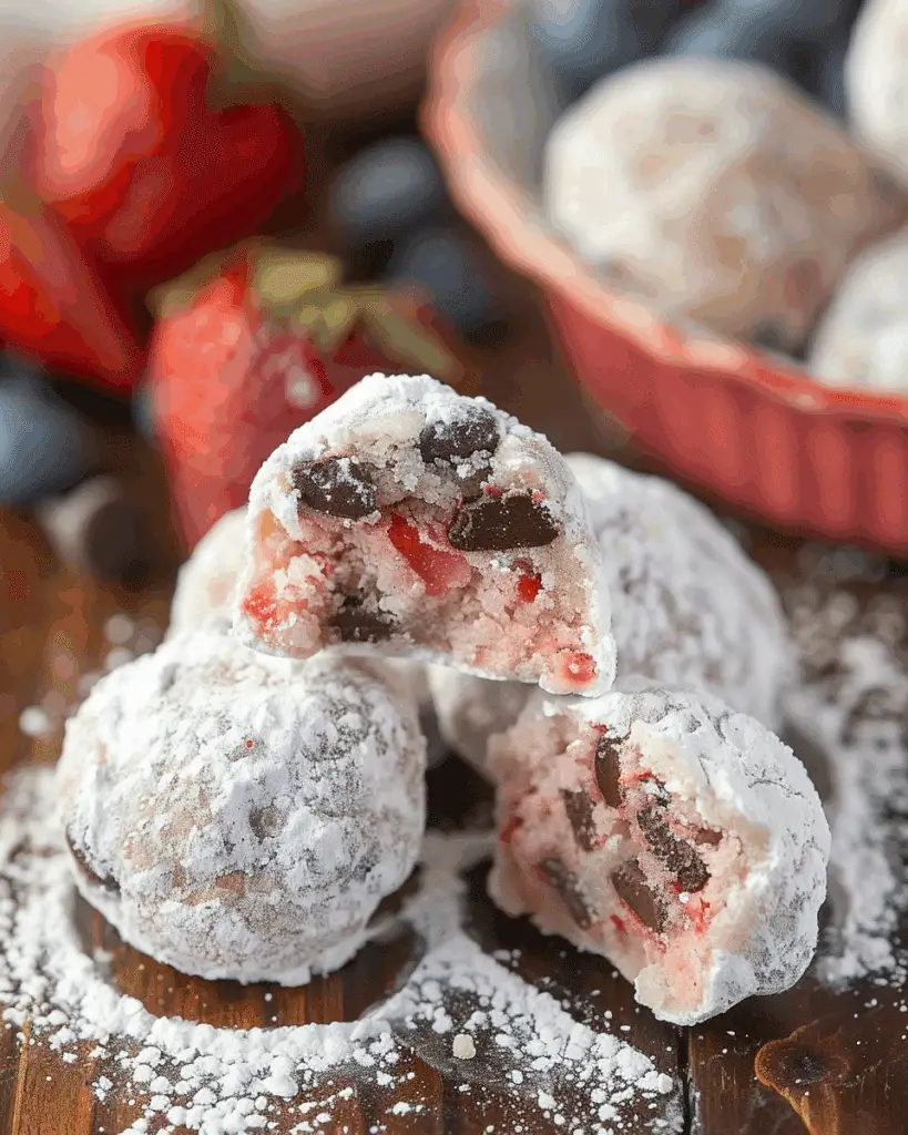 Strawberry Chocolate Chip Snowball Cookies - Cooked by Maya