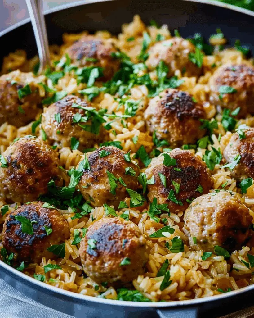 Garlic Meatball and Herb Rice Skillet - Cooked by Maya