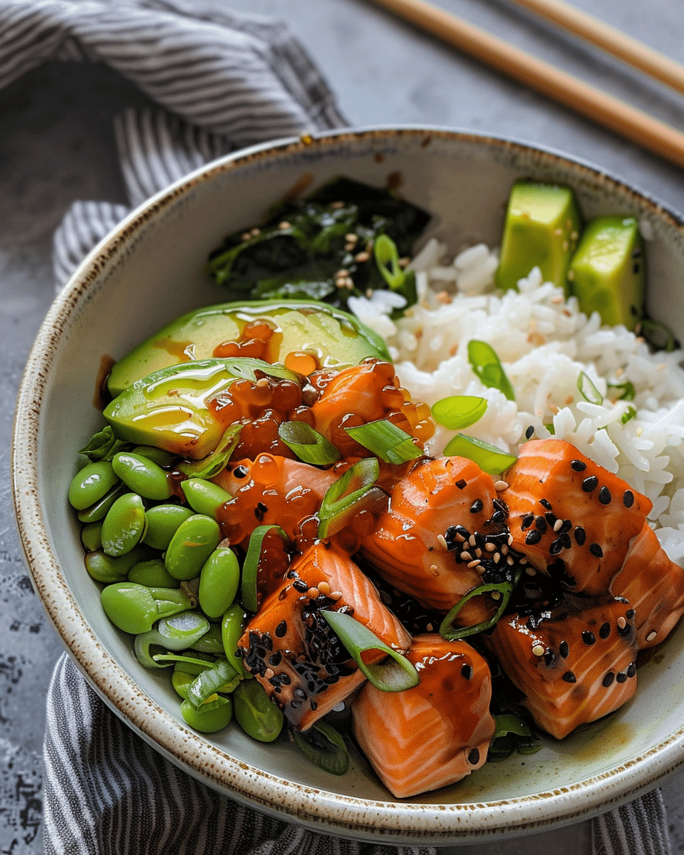 Teriyaki Salmon Sushi Bowl - Cooked by Maya