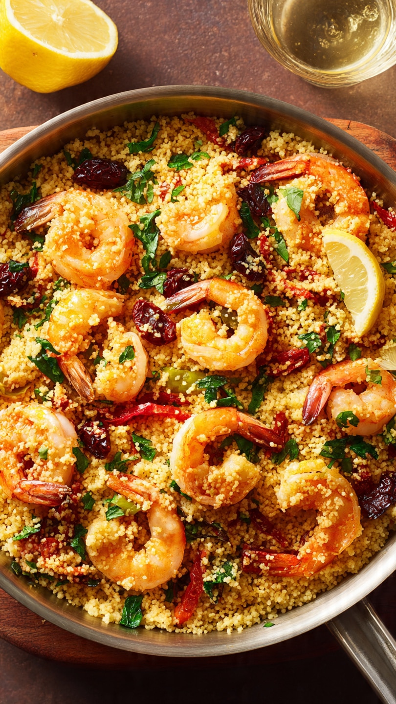 Mediterranean Couscous with Shrimp - Cooked by Maya