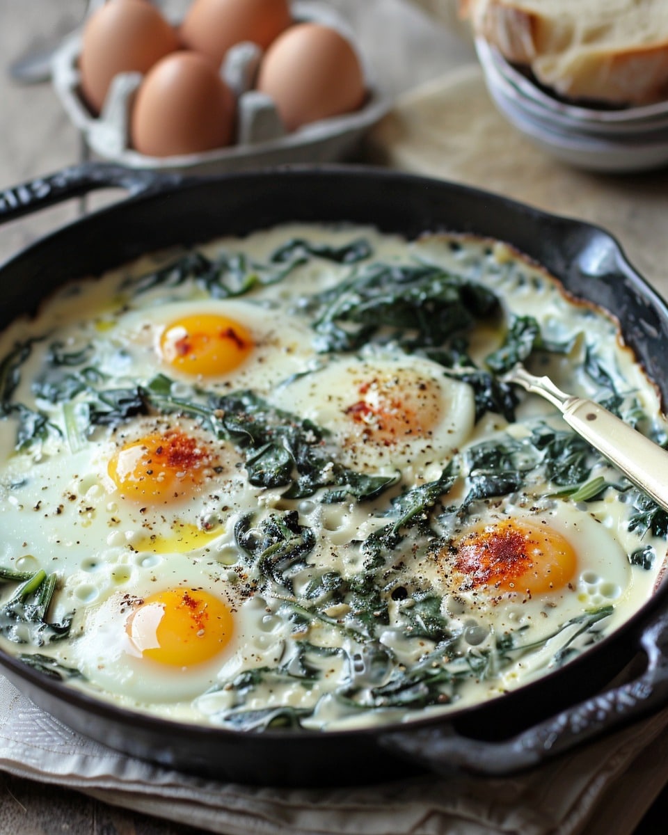 Creamy Spinach and Eggs - Cooked by Maya