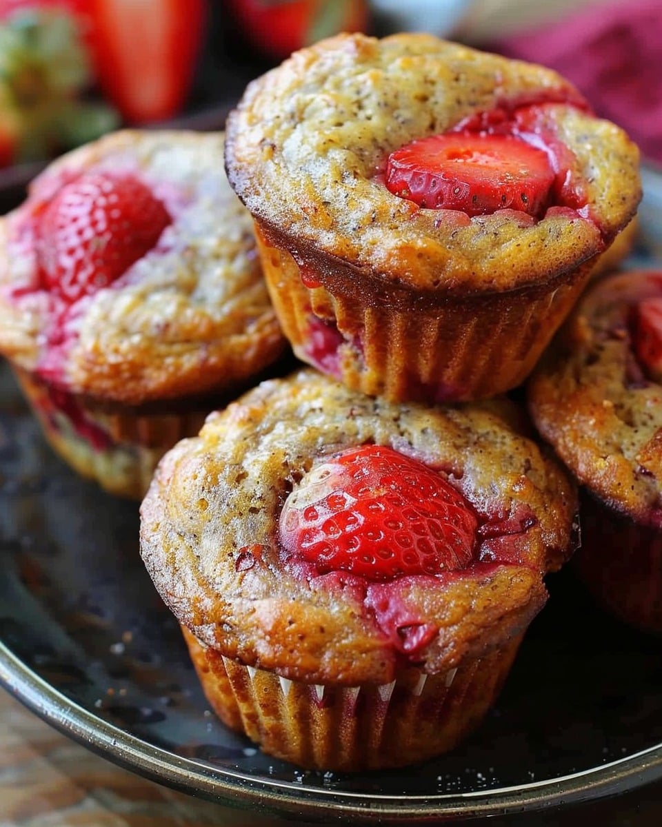 Strawberry Banana Bread Muffins - Cooked by Maya